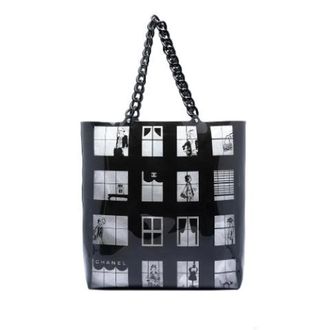 Chanel Sac cabas en vinyle imprim&eacute; Pre-owned - Femme - Pre-owned - Noir - Taille: ONE Size
