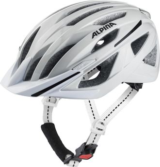 Alpina HAGA - Stoßabsorbierender, Sicherer & Optimal Anpassbarer Urban Fahrradhelm Mit Integriertem LED-Licht Für Erwachsene, White Gloss, M (55-59 cm)