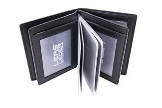 LEAS porte-cartes pour pièce didentité et porte-cartes Protection RFID Blocage, cuir véritable, noir Card-Collection
