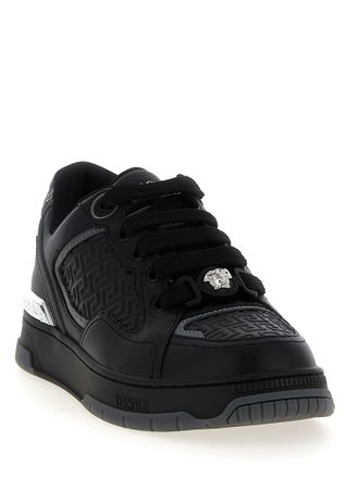 Versace Mens Black Calfskin Athletic Sneakers