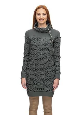 Ragwear Chloe Dress Robe &agrave; manches longues pour femme, robe d&eacute;contract&eacute;e, robe sweat-shirt, robe dhiver, col montant, Vert pin 2321_5016, M