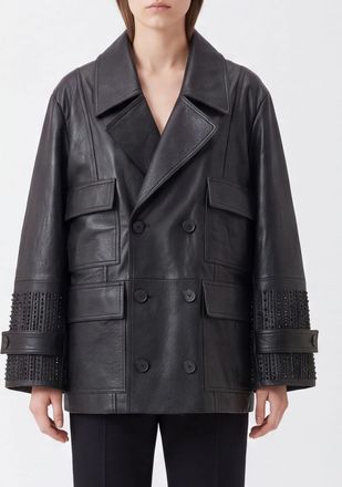 Sword 6.6.44 Veste de motard crois&eacute;e en cuir &agrave; la coupe d&eacute;contract&eacute;e
