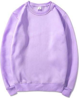 Generic Pull pour homme sans capuche - Pull tricot&eacute; avec col rond - Pull de transition tendance - Couleur unie - T-shirt &agrave; manches longues - Haut l&eacute;ger - Col 