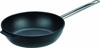 GSW 163286 GastroTraditionell TITANIUM Sauteuse mit Edelstahlgriff - 28cm, Schwarz
