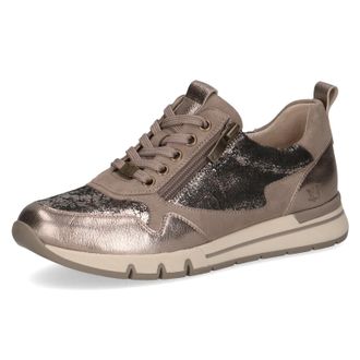 Caprice Caprice Comfort Damen Sneaker flach aus Leder Mehrweite H, Beige (Taupe Met.Comb), 39 EU