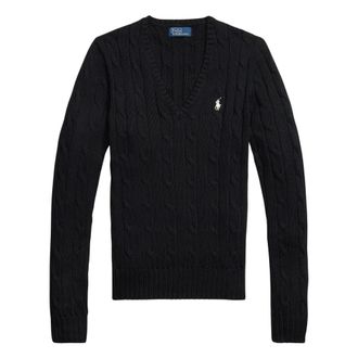 Ralph Lauren Cable-Knit V-Neck Sweater - - Knitwear - Damen - Schwarzk - S