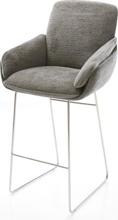 DELIFE Barstuhl Luan-Flex Boucl&eacute; Soft Schlamm Kufengestell Edelstahl Silberfarben, Barst&uuml;hle