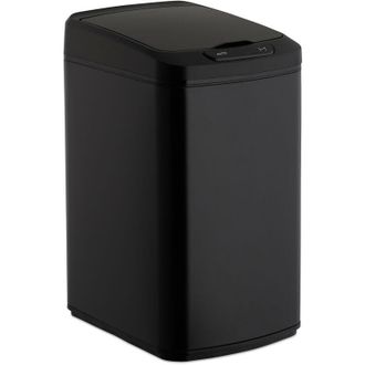 Relaxdays Relaxdays Poubelle capteur 12 l, Automatique, r&eacute;cipient carr&eacute;, senseur, d&eacute;chets couvercle et bo&icirc;te int&eacute;rieure, noire