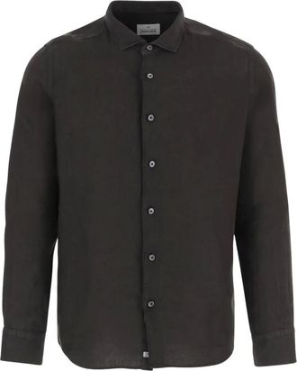 Alessandro Gherardi Homme, Chemises, Noir, Taille: 4XL Linen Shirt