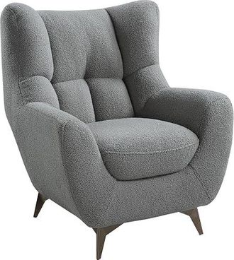 Atlantic Home Collection Sessel Shawn bezogen mit Teddystoff, grau, Polyester, 88 cm x 91 cm 98 cm