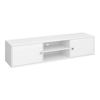 Steens Group URBAN TV-Tisch, 160 x 35 x 40 cm (B/H/T), MDF holz in rein Wei&szlig;, extra breit, 2 T&uuml;ren, 1 offenes Fach
