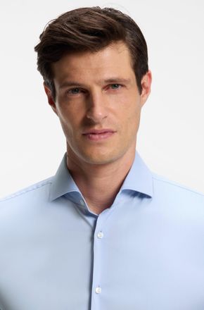 HUGO BOSS Businesshemd BOSS, Herren, Gr. 40, N-Gr, blau (light, pastel blau450), Web, Obermaterial: 75% Baumwolle, 20% Polyamid, 5% Elasthan, unifarben, slim fi