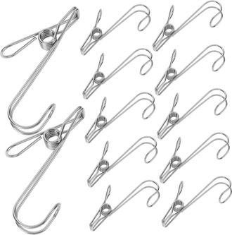 Garneck Kleiderbügelclips Aus 304 Edelstahl rutschfeste Wäscheklammern Mit Haken Multifunktionale Klammern Für Socken Unterwäsche Und Handtücher Platzsparend 