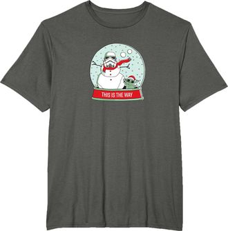 Star Wars Grogu Christmas Stormtrooper Snowman Snow Globe T-Shirt