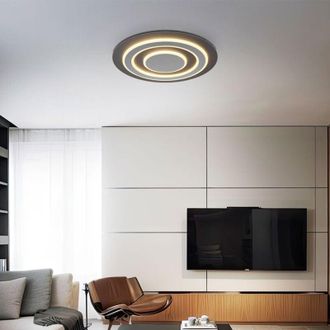 Globo Lighting Led Deckenleuchte anthrazit opal Deckenlampe grau Wohnzimmerleuchte Decke, Metall Acryl, 40W 1100Lm warmweiß, DxH 48x5,2 cm