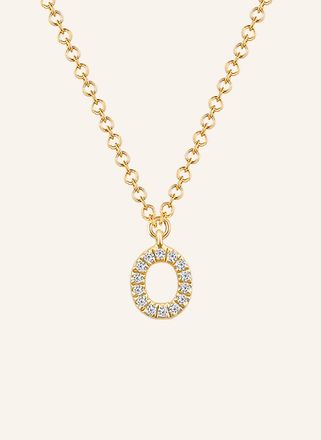 Leaf Initialien Halskette O Aus 14 Karat Gelbgold Mit Diamanten gold