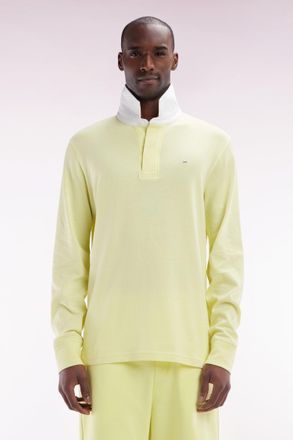 Eden Park Maillot &Agrave; Manches Longues En Coton Pima Jaune Coupe Droite