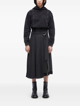 3.1 Phillip Lim hoodie en jean à ourlet nervuré - Noir