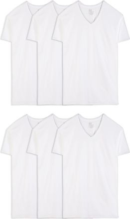 Fruit Of The Loom Herren Unterhemd mit V-Ausschnitt, Feuchtigkeitsableitend und Ohne Etikett, Größen Erhältlich Unterwäsche, Tall Man - Weiß - 6er-Pack, XX-Large