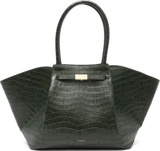 DeMellier crocodile-embossed leather shoulder bag - Gr&uuml;n