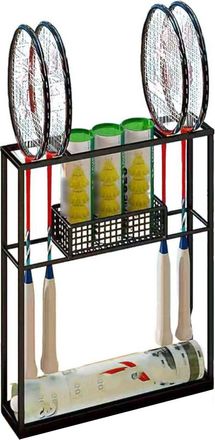 Generic Bodenstehender Badmintonschl&auml;ger-Aufbewahrungsst&auml;nder, Freistehender Eisen-Tennisschl&auml;gerhalter, Aufbewahrungskorb for Trainingsger&auml;te, for 4 Schl&auml;ger