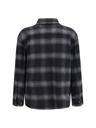 Off-white Mens Padded Flannel Jacket Black Coat