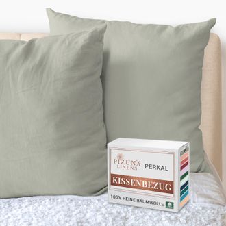 Pizuna Kissenbezug 80x80 cm 2er Set Baumwolle Silber, Atmungsaktiv 100% langstaplige Baumwolle in Perkalbindung Nur Kissenbezug (Silber Kissenbezug 2er Set)