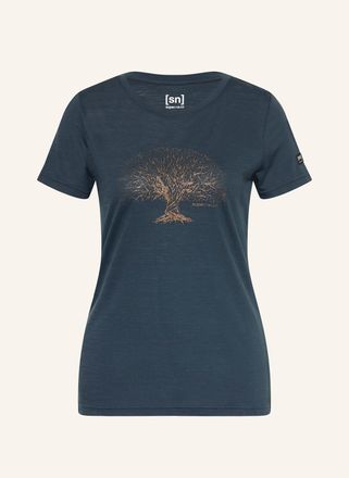 super.natural T-Shirt Tree Of Knowledge Mit Merinowolle blau