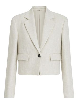 Brunello Cucinelli chevron-pattern cropped blazer - Tons neutres