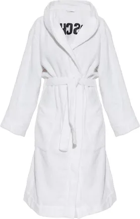 Moschino Femme, V&ecirc;tements de nuit et de d&eacute;tente, Blanc, Taille: 38 FR Robe de bain en coton avec capuche