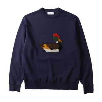 Edmmond Studios Edmmond Studios, Homme, Sweatshirts et sweats &agrave; capuche, Bleu, Taille: M Duck Hunt Crewneck Navy