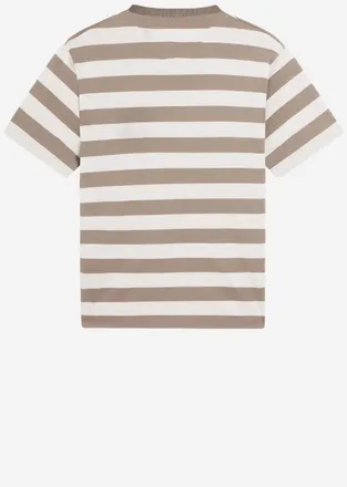 Emporio Armani Mens T-Shirt Striped Cotton Beige (main And Rib) T-Shirts Polos