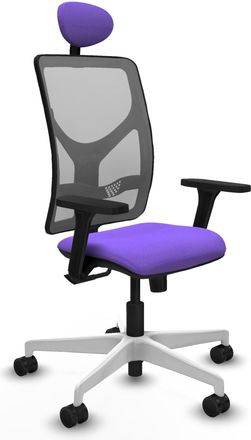 Piqueras y Crespo R&uuml;ckenst&uuml;tzstuhl mit 3D-Armen, h&ouml;henverstellbarer Lendenwirbelst&uuml;tze und festem Kopfteil, ausgestattet mit 3 Positionen und Schneidschaum, Grau/Lila
