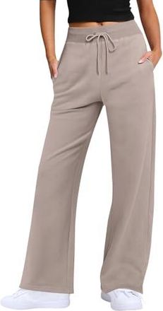 Generico Pantalon de yoga &agrave; jambe large pour femme - Contr&ocirc;le du ventre - Taille haute &eacute;lastique - Pantalon de surv&ecirc;tement extensible avec poches et cordon de 