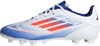 adidas Unisex F50 Club Football Boots Flexible Ground, Cloud White/Solar Red/Lucid Blue, 46 2/3 EU