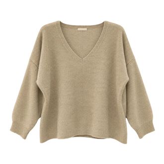 Meimeij V-Ausschnitt Strickpullover - - Knitwear - Damen - Beige - S