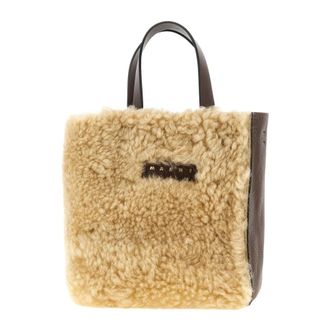 Marni Shearling Tote Bag - - Bags - Damen - Beige - ONE SIZE