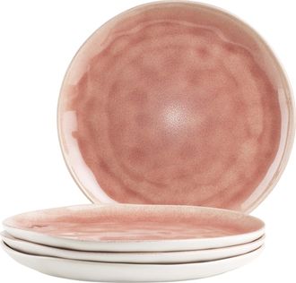 Mäser 935278 Serie Frozen, Modernes Speiseteller 4er-Set mit gesprenkelter Glasur und organischen Formen, 4 große flache Essteller aus Keramik im aufregende