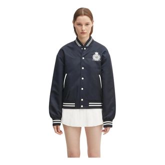 Sporty & Rich Royal Club Nylon Varsity Bomber Jacket - - Jackets - Damen - Blau - M