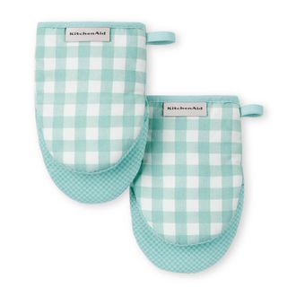 KitchenAid Mini-Ofenhandschuh-Set, Gingham-Muster, Mineralwasser, 14 x 20,3 cm, 2 St&uuml;ck