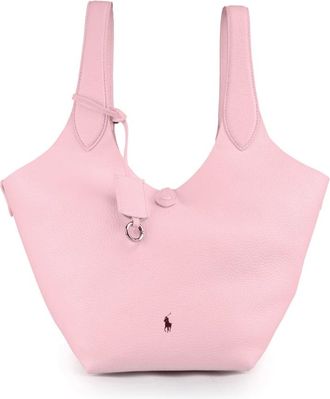 Polo Ralph Lauren Femme, Sacs, Rose, Taille: ONE Size Sac fourre-tout en cuir rose brod&eacute;