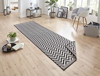 Hanse Home NORTHRUGS In- und Outdoor Teppich Palma 80x350cm - Wendeteppich Wetterfest Modernes Design Zick-Zack Muster Läufer für Balkon Terrasse Garten Winterga