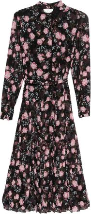 Nissa robe plissée à fleurs - Noir