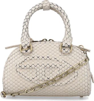 Diesel Femme, Sacs, Beige, Taille: ONE Size Snake Print Logo-Embossed Zip Bag