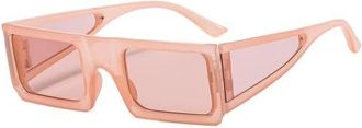 Generic Lunettes de soleil carrées tendance populaires pour femmes rétro double couleur nuances UV400 pour hommes punk dégradé lunettes de soleil, rose rose, 
