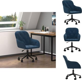 vidaXL Bürostuhl Drehbar Blau Samt - Samtsessel - Drehstuhl - Bürostuhl Blau - Ergonomischer Stuhl - Höhenverstellbar