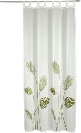 Gardinia Sehlbach Fertiggardine mit Schlaufen, Voile mit Stickerei, Grün, 135 x 235 cm Gardinen, Lichtdurchlässig, Blickdicht, Einfache Befestigung, Öko-Tex Ze