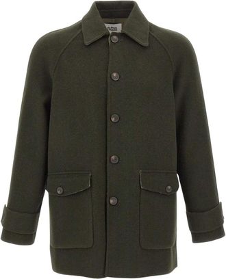 Alpha Studio Veste en laine style chemise - Homme - Manteaux - Vert - Taille: 2XL