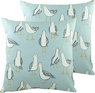 Evans Lichfield Marine Möwen Twin Pack Polyester gefüllte Kissen, Baumwolle, Seasurf, 43 x 43cm, 2