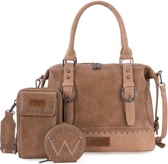 Montana West Wrangler - Lot de 3 sacs de médecin pour femme, avec poignée sur le dessus, sacoche pour téléphone portable, sac à main, sacs Hobo, Kaki accrocheur, T